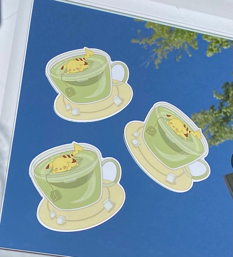 Pikachu X Matcha Tea Sticker - Etsy