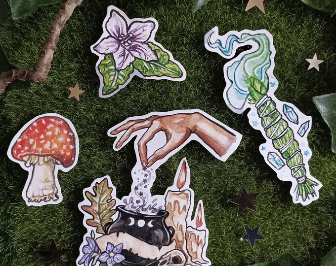 Wiccan Witch Stickers, Witch Cauldron Sticker, Book of Shadows Witch ...