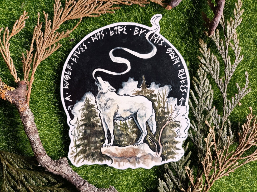 White Wolf of the Mountains Sticker, Pagan Wolf, Call of the Wild, Wild ...