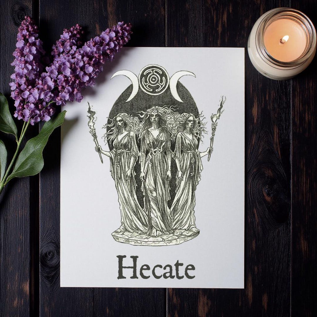 Triple Goddess Hecate Art Print – Pagan Witchcraft Decor – Wiccan Wall ...