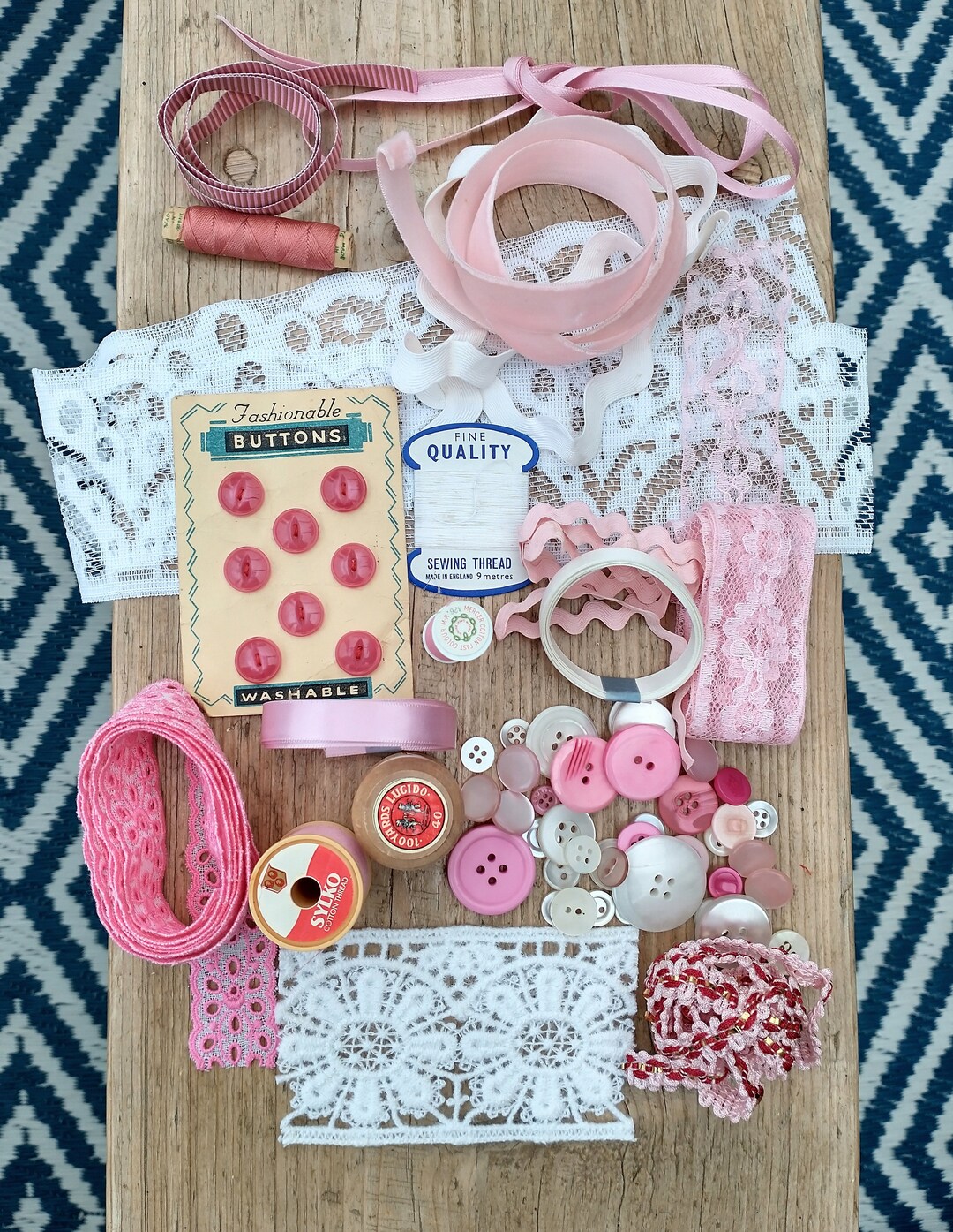 Pink and White Haberdashery, Vintage and Modern, Sewing Supplies - Etsy UK