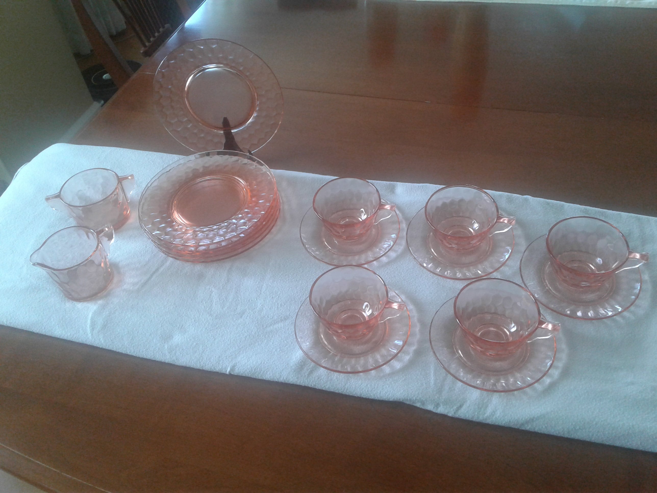 18 Pieces Pink Depression Glass Place Setting - Etsy