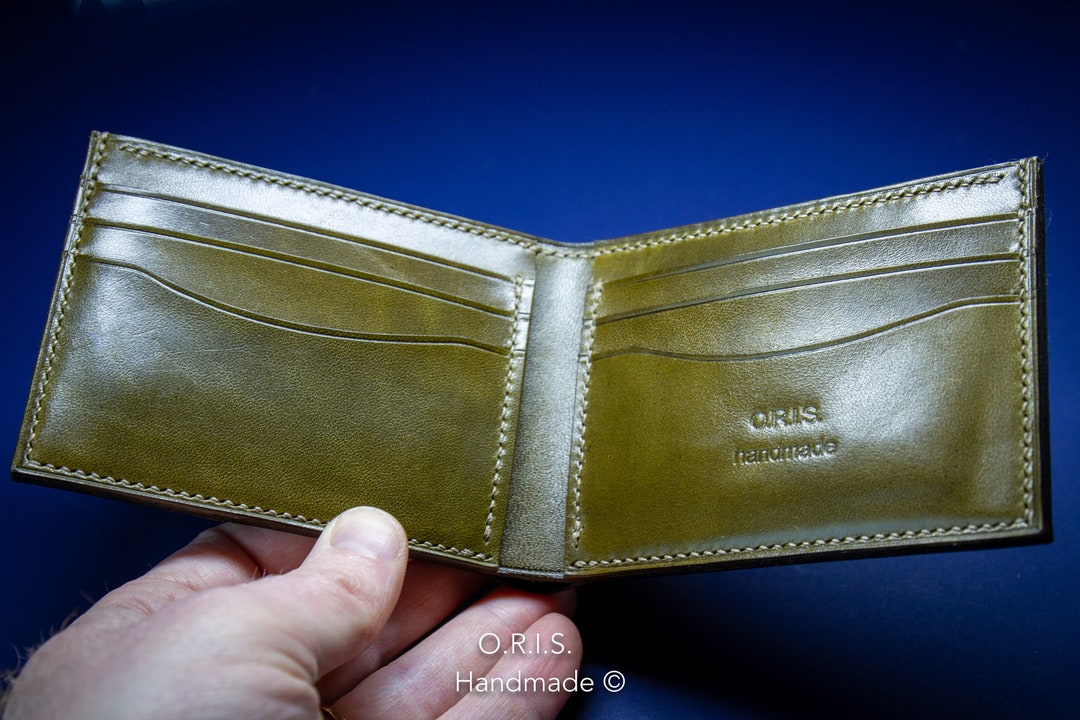 Leather Wallet, Bifold Wallet for Men, Green Leather Wallet, Male ...