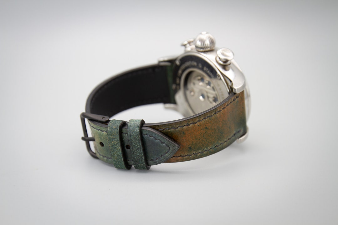 Horween Shell Cordovan Watch Strap: Marbled Black Leather Band - Etsy