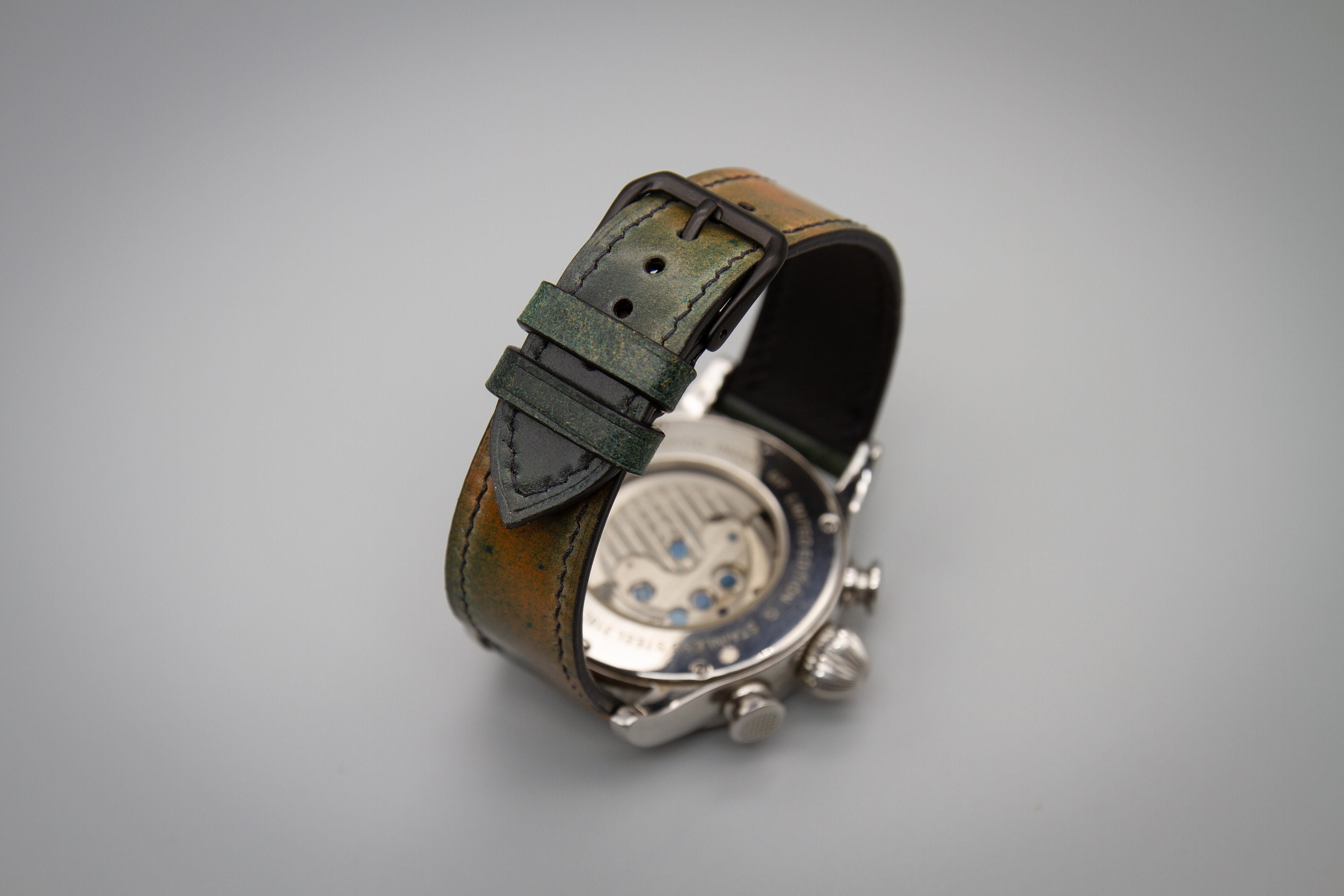 Horween Shell Cordovan Watch Strap: Marbled Black Leather Band - Etsy