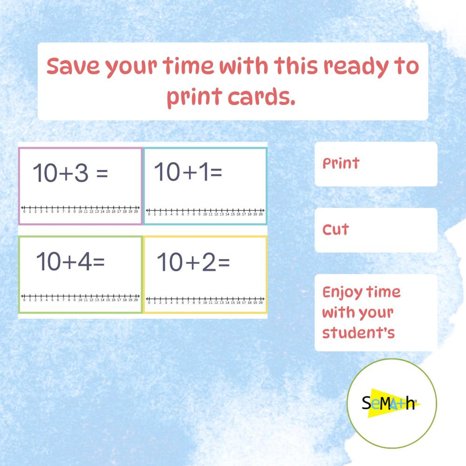 Addition Cards Teens up to 20 Task Cards Flashcards Wipe Clean by ...