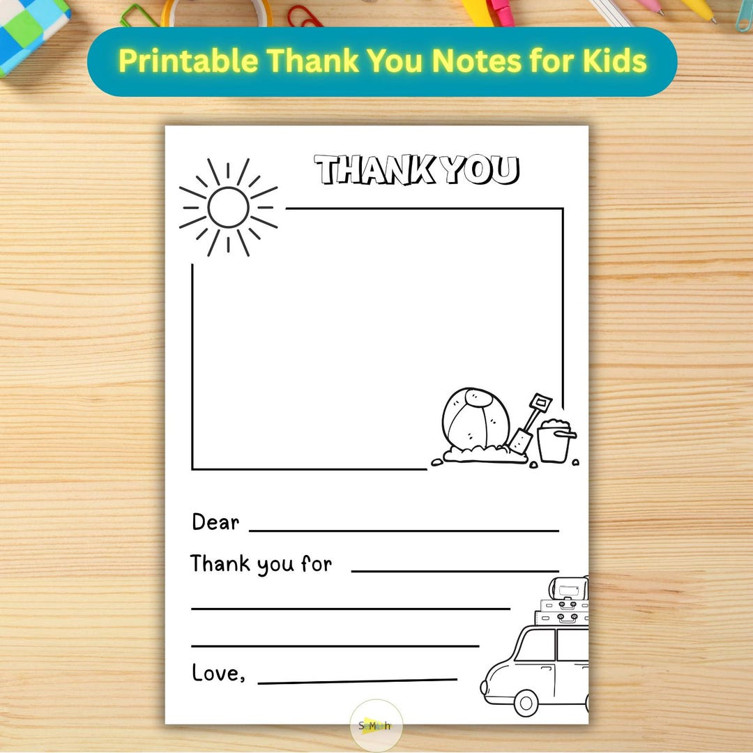 Printable Kids Thank You Note Template, Fill in the Blank Thank You ...