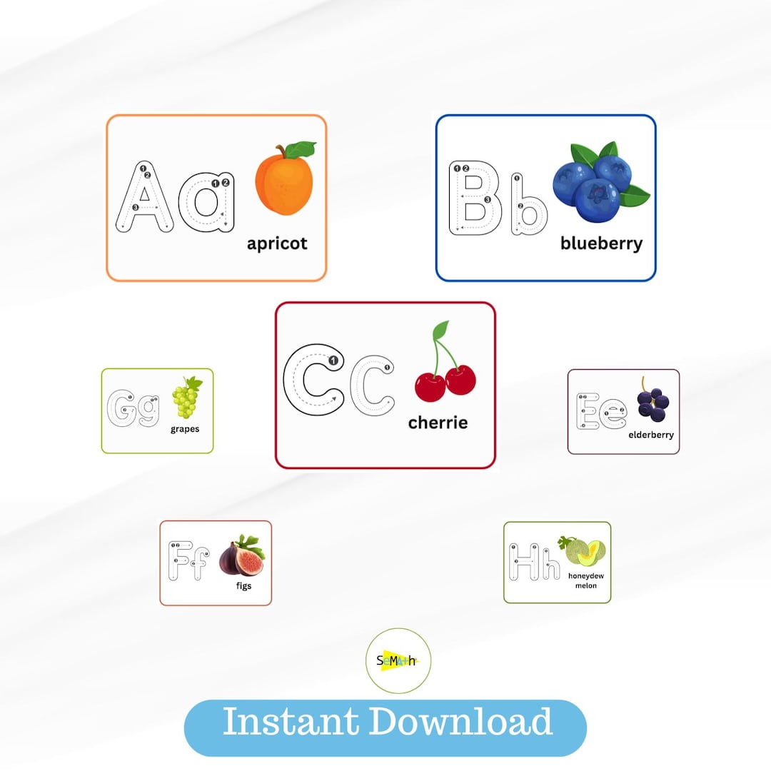Alphabet Tracing Card Printable, Alphabet Flashcards, Upper and Lower ...