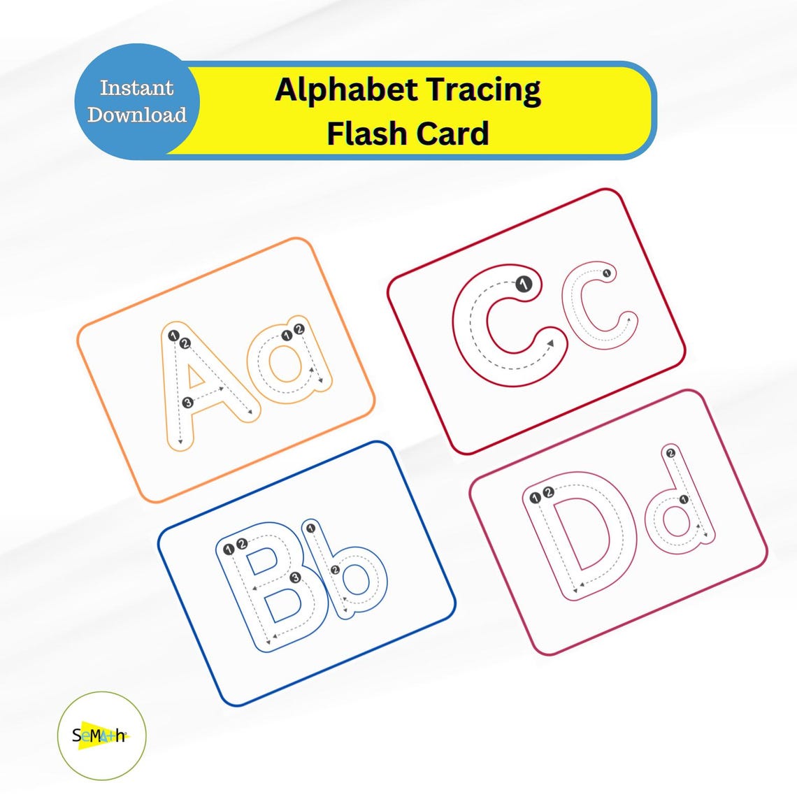 Alphabet Tracing Cards, Preschool & Kindergarten, ABC Flashcards ...