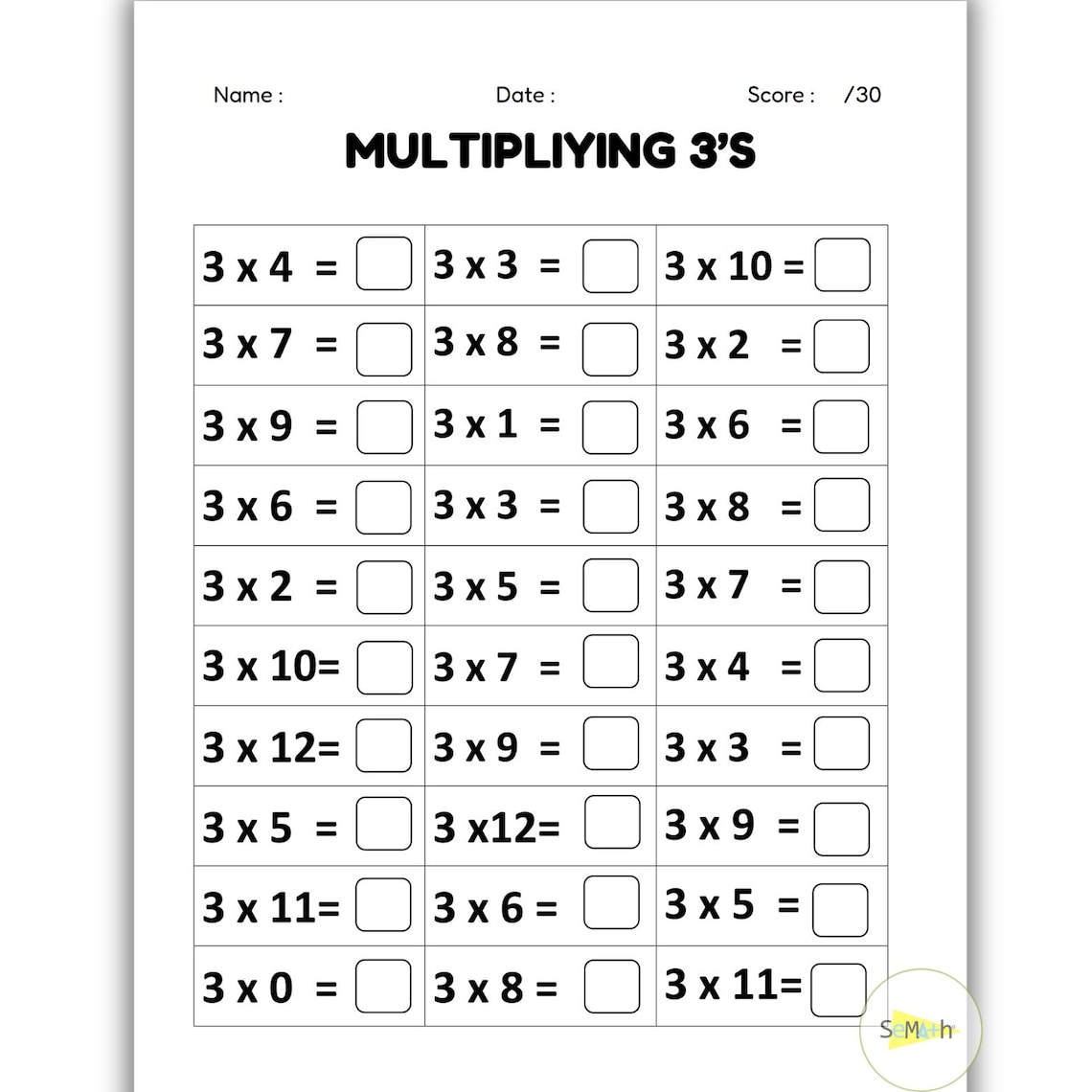 24 Printable Multiplication Worksheets, Fill in the Blanks - Single ...