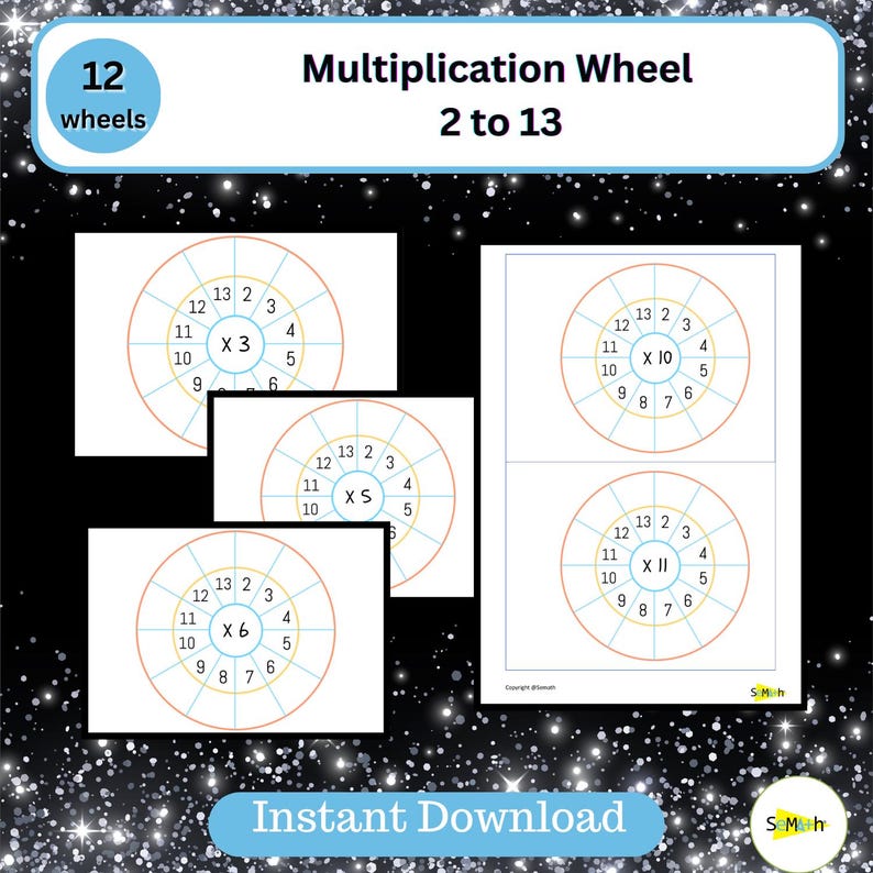 Multiplication Wheel and Worksheets 2 to 13, Printable Multiplication ...