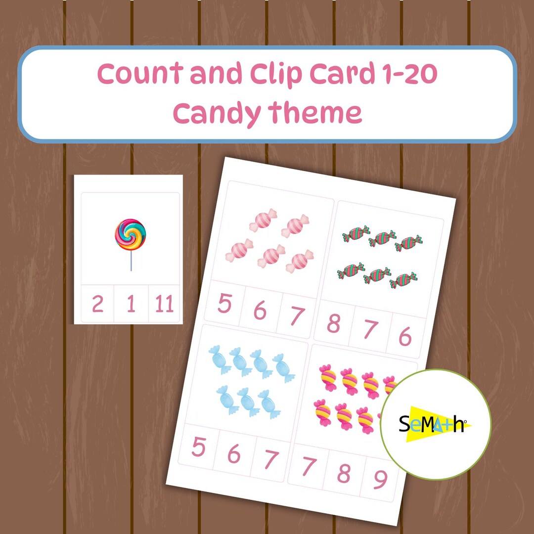 Candy Count and Clipcards 1-20, Activity, Kindergarten, Number Counting ...