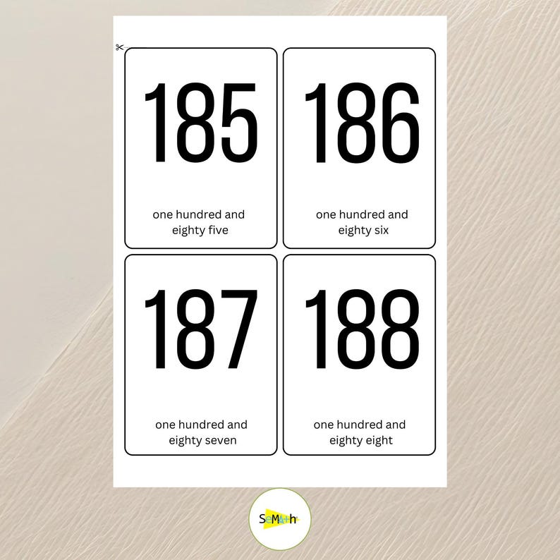 101-200 Number Cards, Number Flash Cards 101-200, Count 101-200 ...