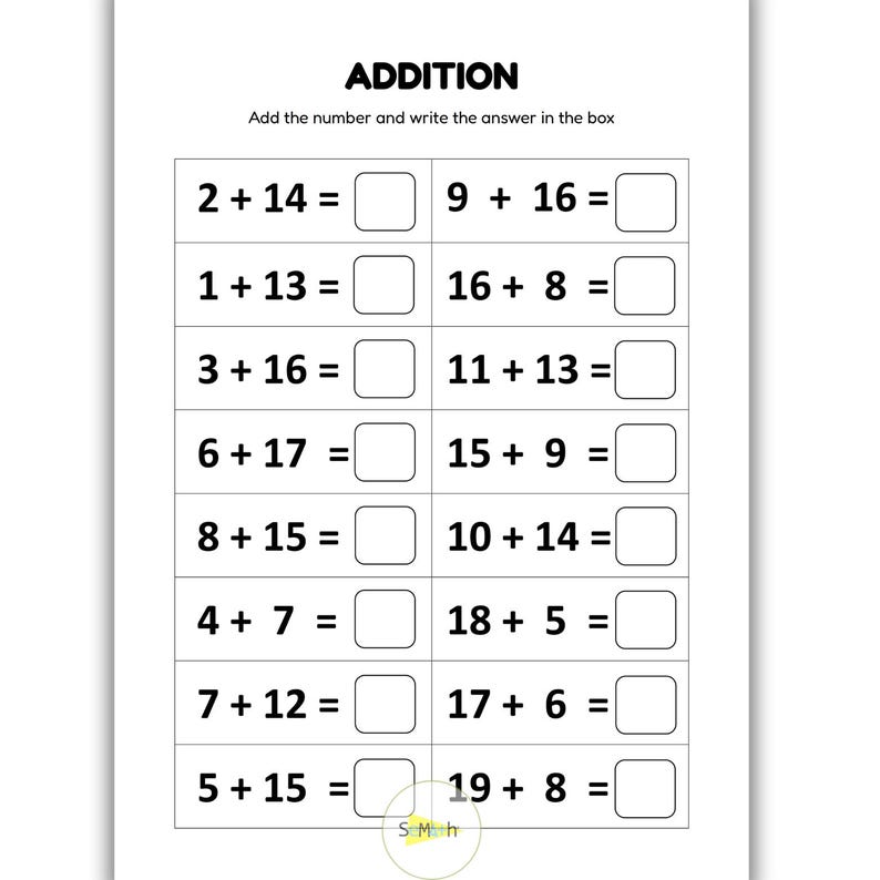 18 Printable Addition Fill in the Blanks Worksheets (numbers 1-20) for Kindergarten-1st Grade ...