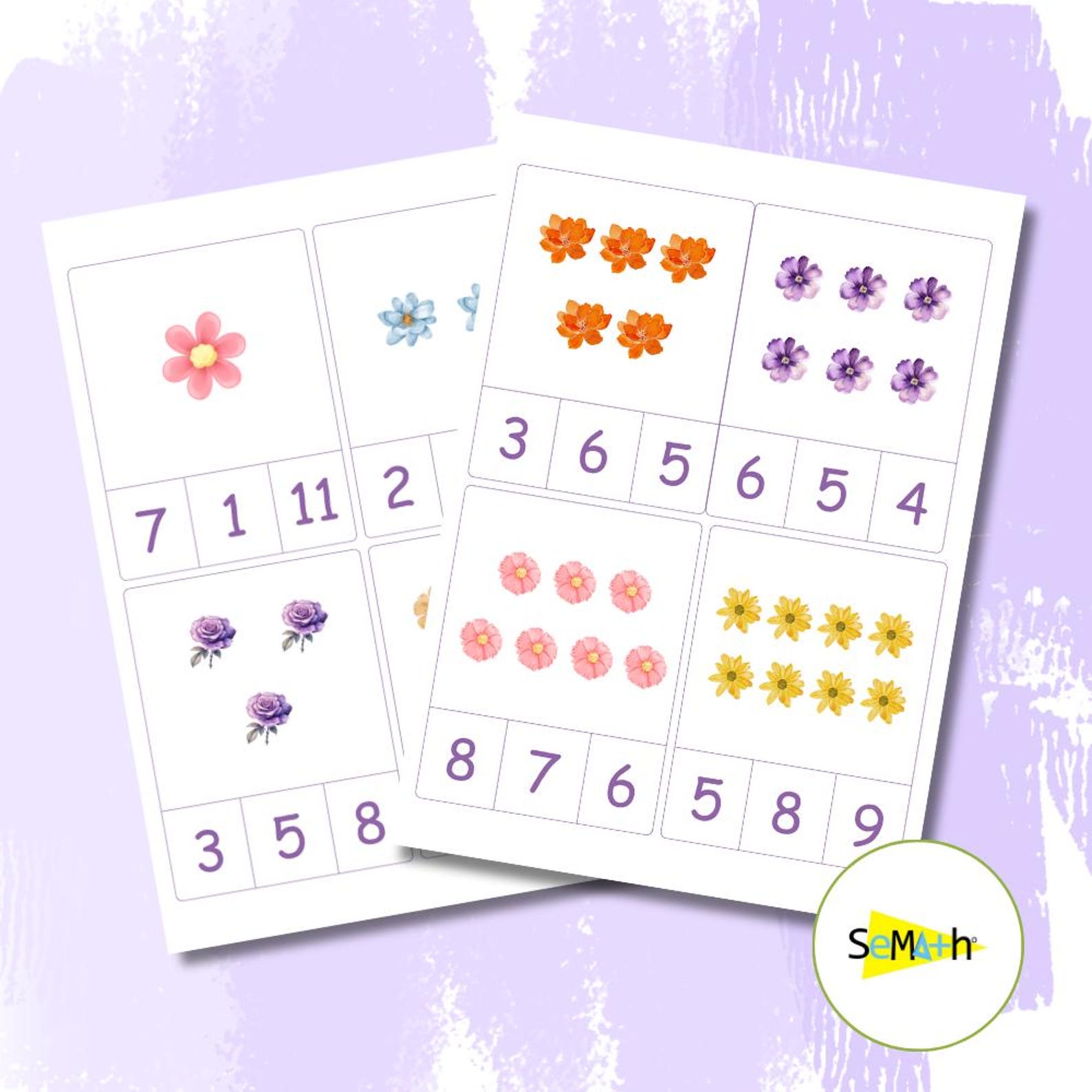 Flower Count and Clip Cards Flashcard 1-20 Instant Download ...