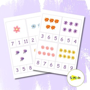 Flower Count and Clip Cards Flashcard 1-20 Instant Download ...
