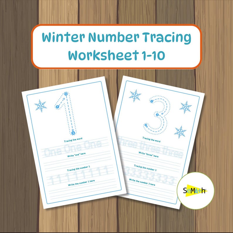 Printable Tracing Number Worksheet 1-10 - Winter Theme Handwriting ...
