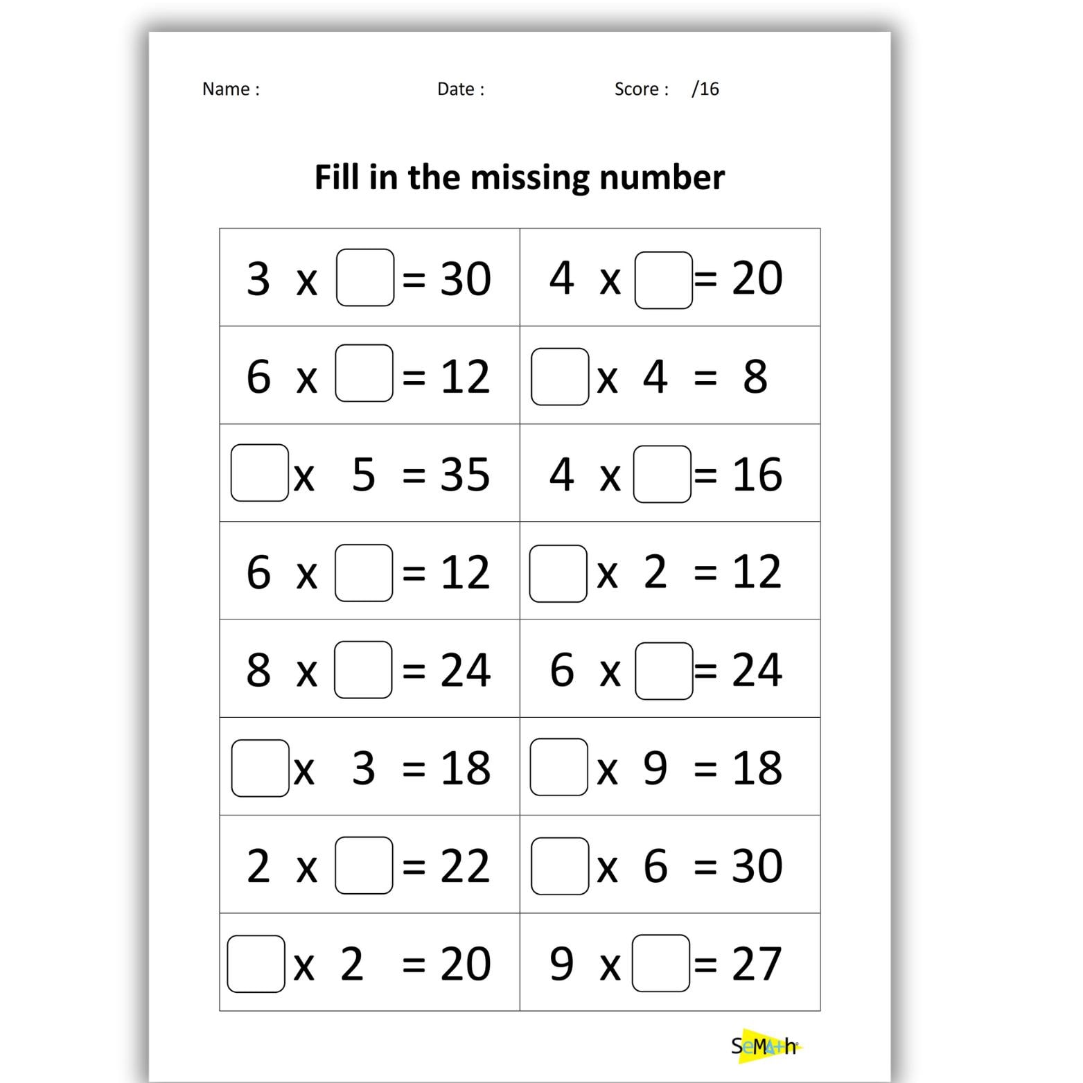 12 Printable Multiplication & Division Worksheets - Fill in the Missing ...