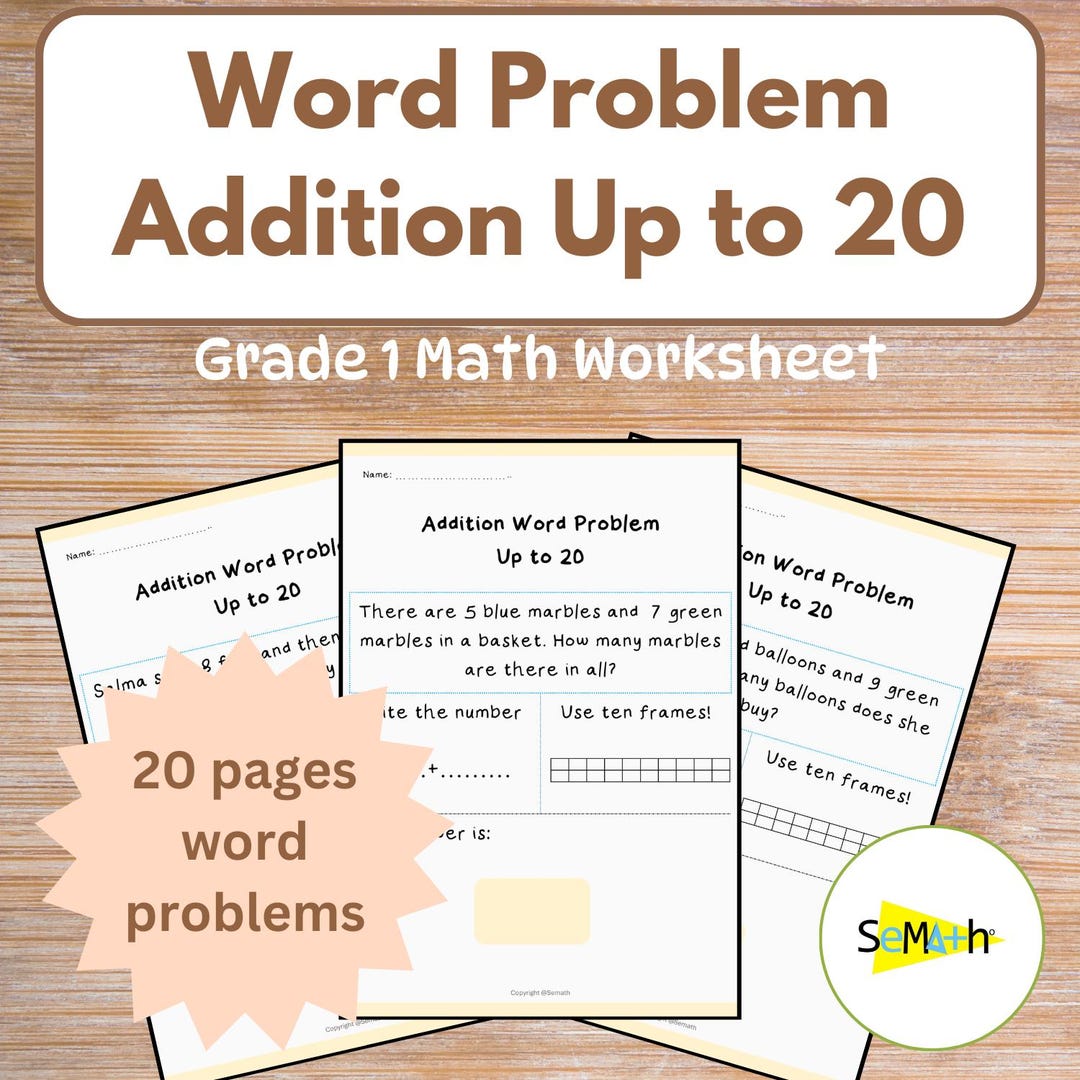 Addition Worksheets for Grade 1 Printable Math Activity With Word ...