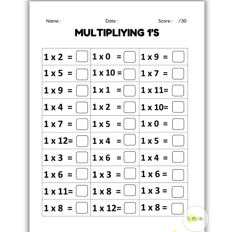 24 Printable Multiplication Worksheets, Fill in the Blanks - Single ...