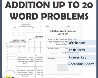 Printable Addition Worksheets Task Cards Printable Math Activity Word ...