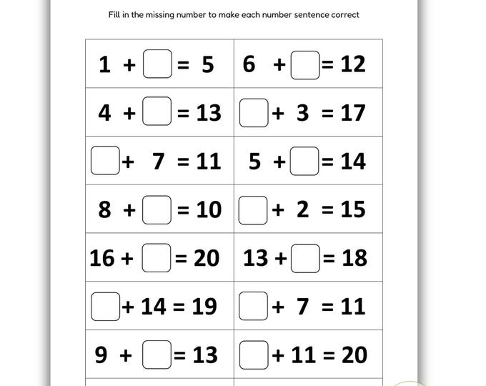 Printable Addition Worksheets for Kindergarten-1st Grade-2nd Grade ...