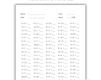 10 Printable Addition Worksheets, Fill in the Blanks - Single and ...