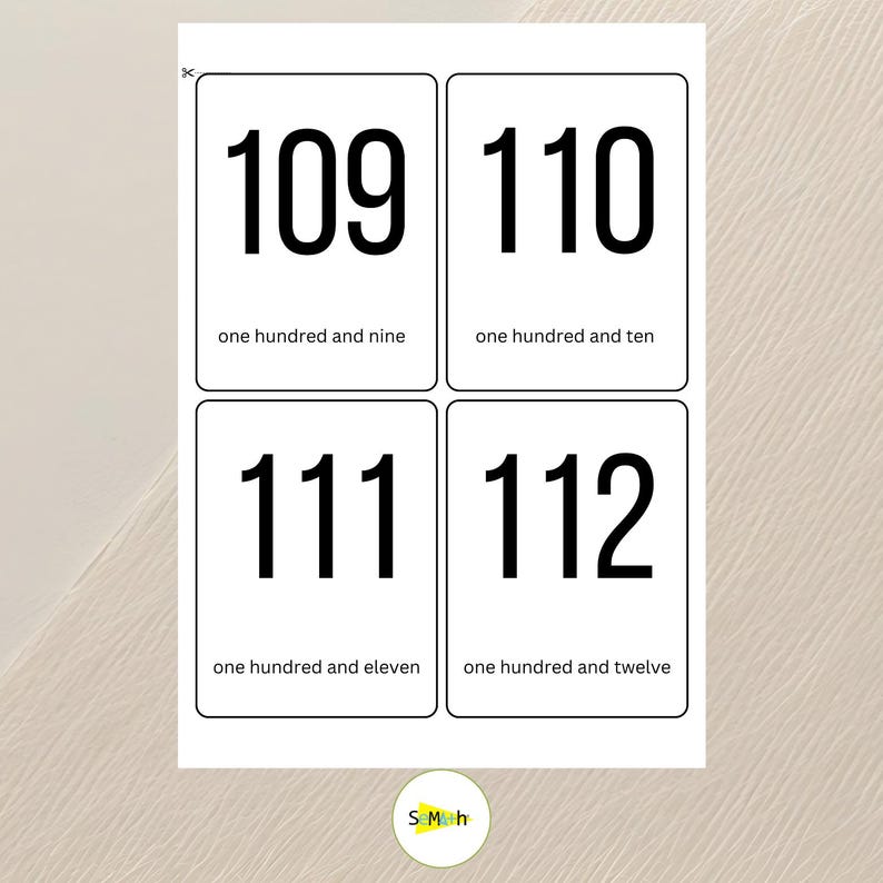 101-200 Number Cards, Number Flash Cards 101-200, Count 101-200 ...