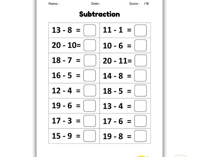 Subtraction Worksheets | Fill in the Blanks, Numbers 0-10 - Etsy Canada