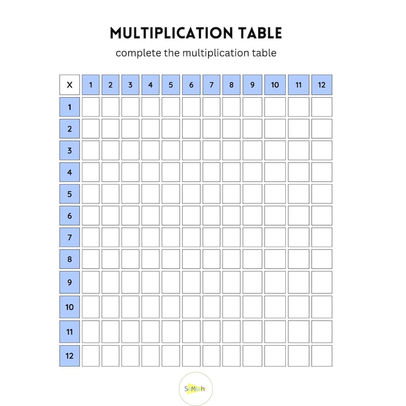 Printable Multiplication Table - Fillable, Multiplication Chart 1-12 ...