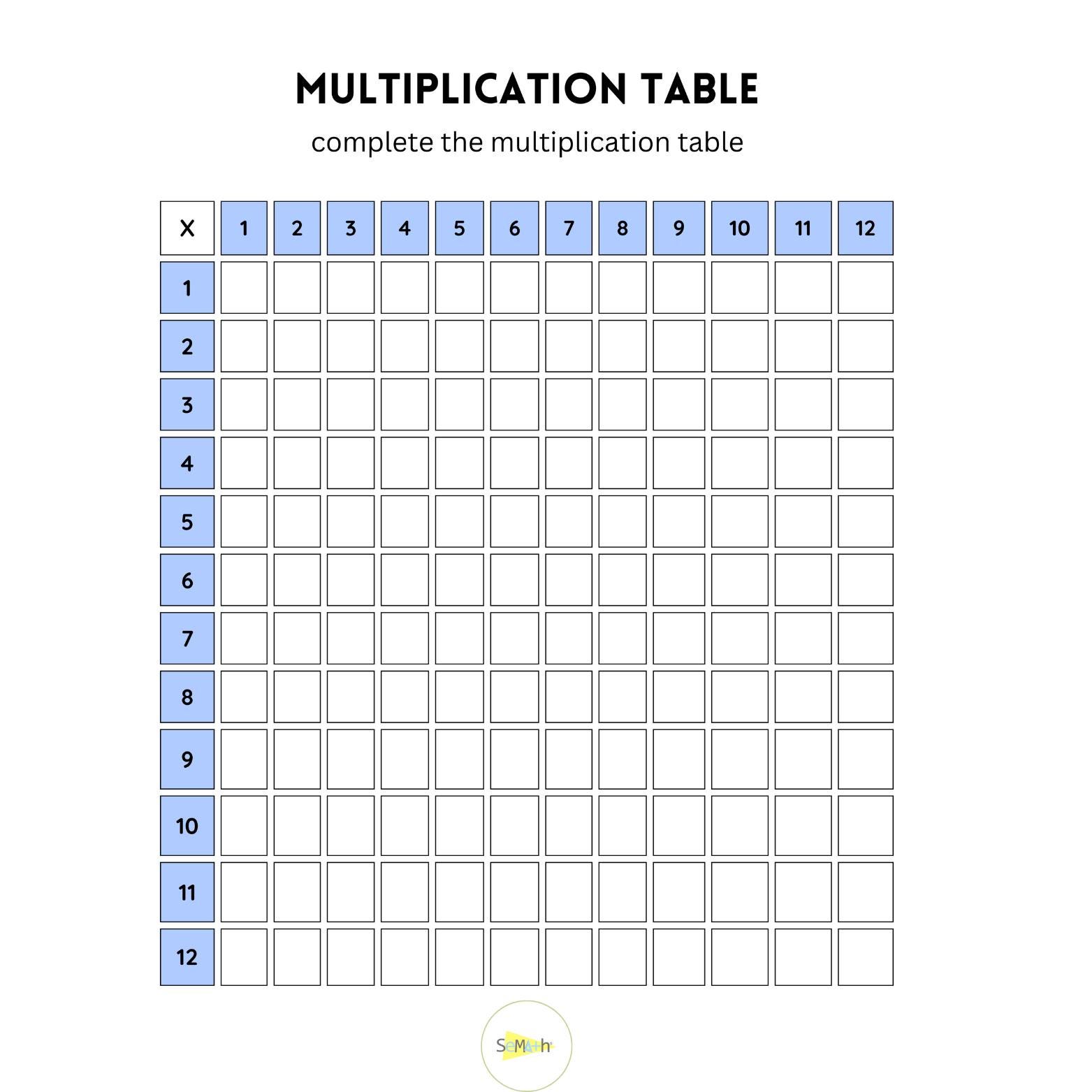 Printable Multiplication Table - Fillable, Multiplication Chart 1-12 ...