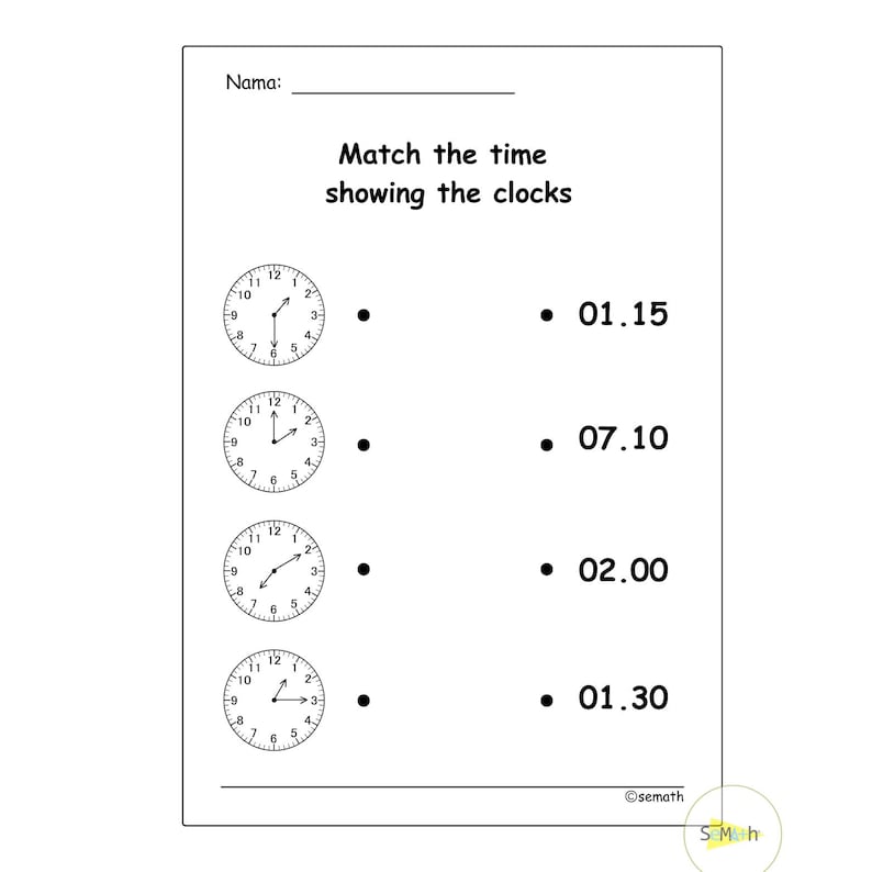 30 Page Telling Time Worksheets, Reading Time, Telling Time Practice ...