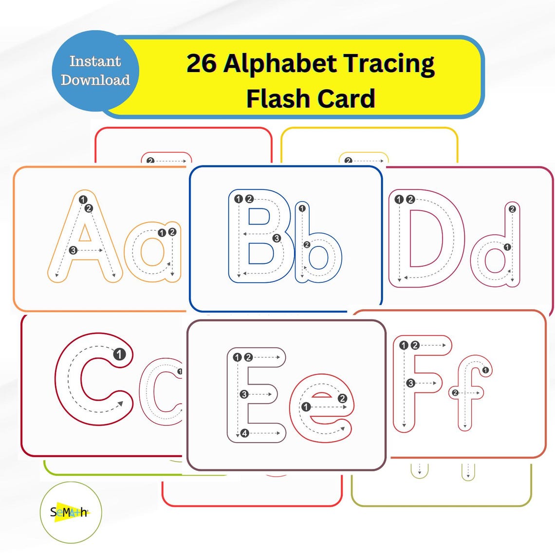 Alphabet Tracing Cards, Letter Tracing, Uppercase and Lowercase ...