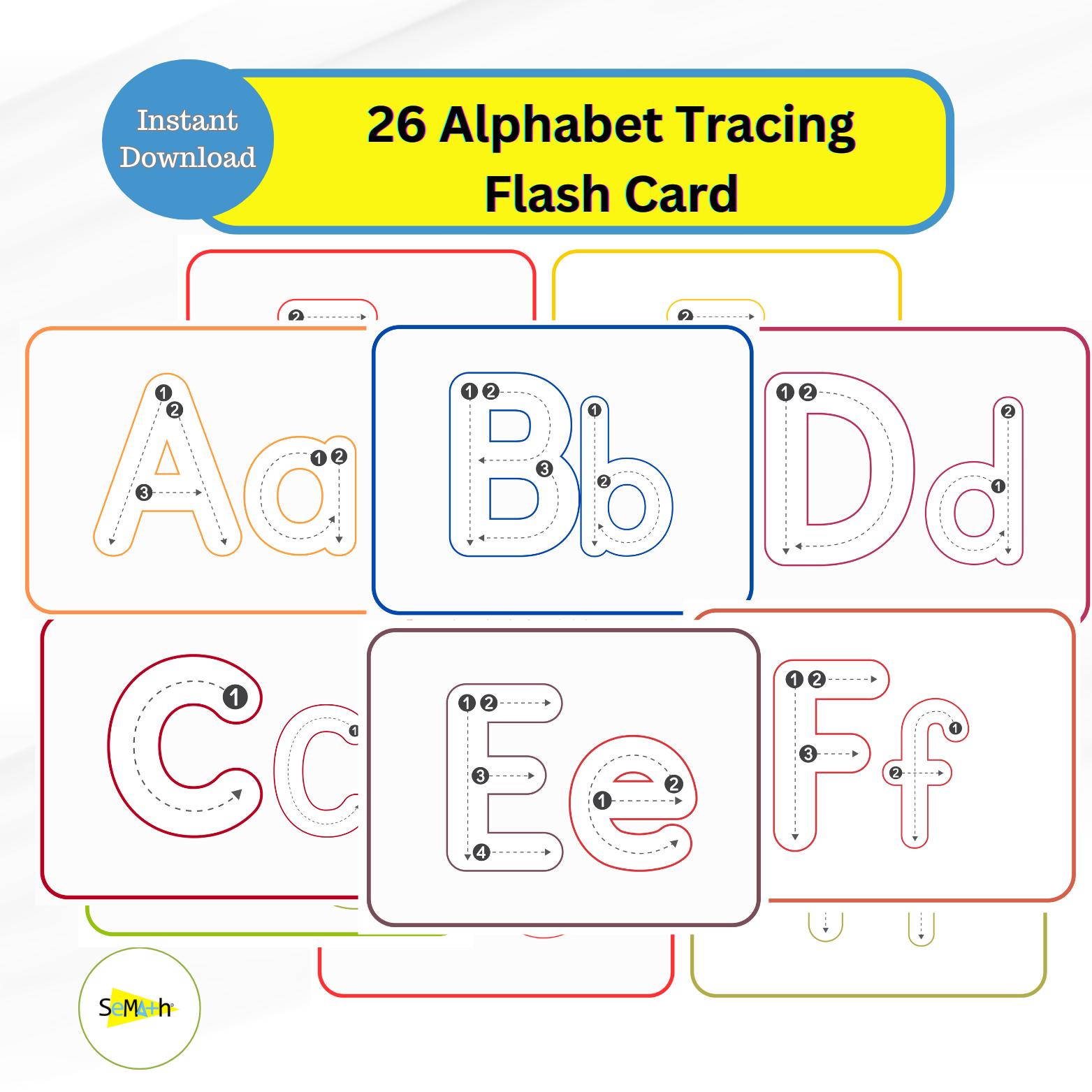 Alphabet Tracing Cards Printable, ABC Flashcards, ABC Cards Handwriting ...