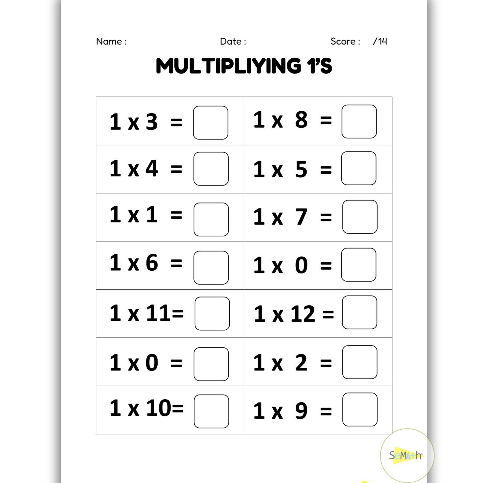 24 Printable Multiplication Worksheets, Fill in the Blanks - Single ...