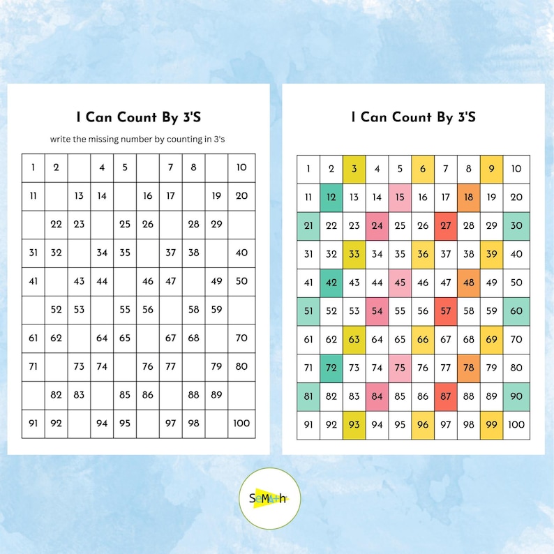 Skip Counting Worksheets: Math Charts for Kids, First Grade Math, PDF ...