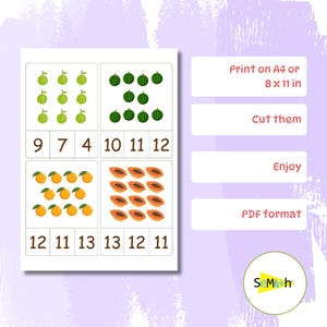 Count and Clip Cards 1-20 Fruit Themed, Number Flash Cards ...