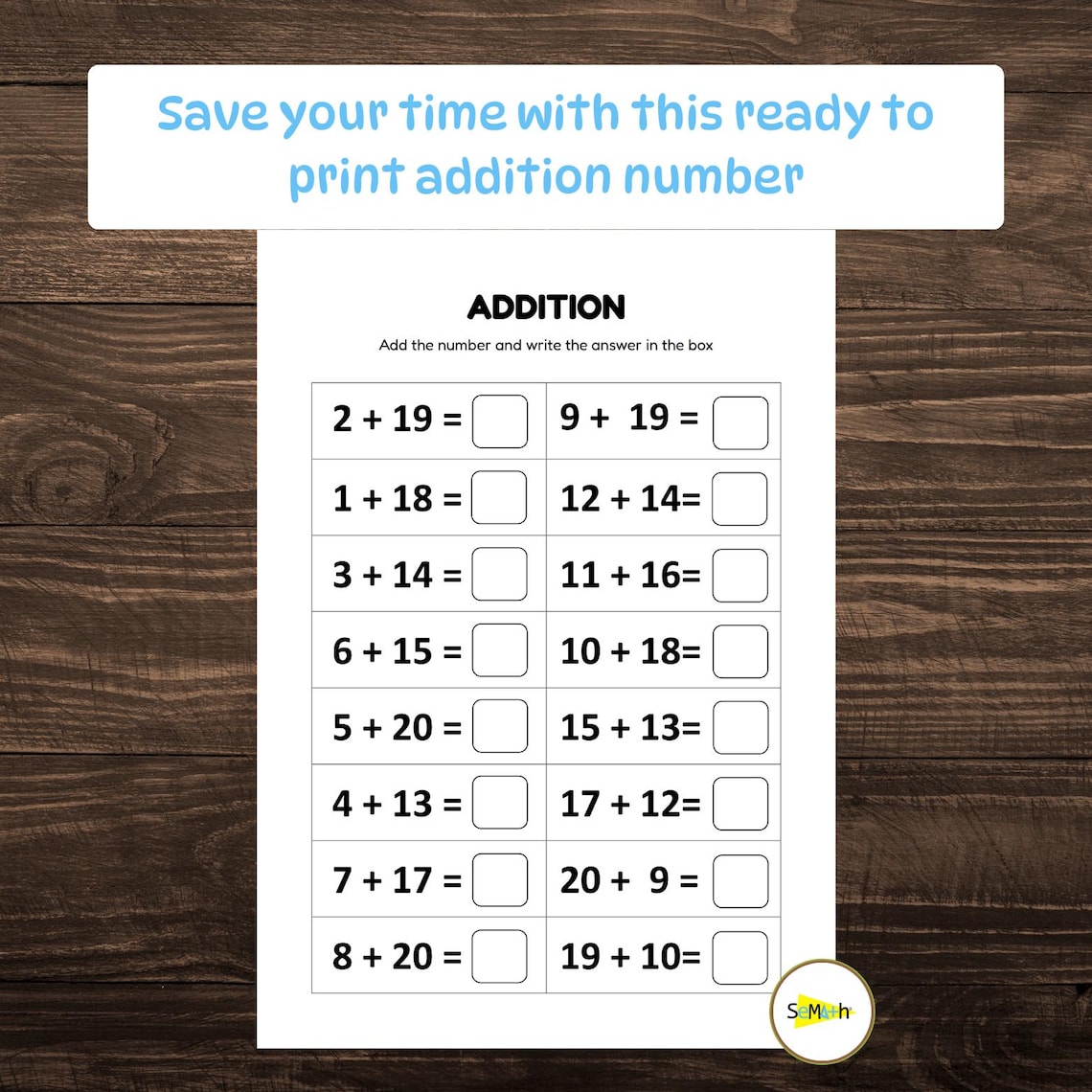 18 Printable Addition Fill in the Blanks Worksheets (numbers 1-20) for ...