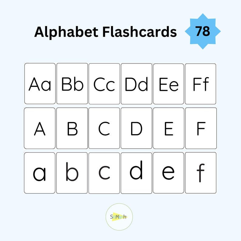 Alphabet Flashcards Printable for Preschoolers and Toddlers, Uppercase ...