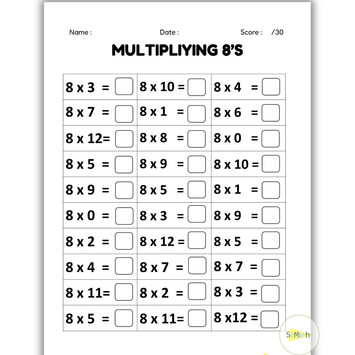 24 Printable Multiplication Worksheets, Fill in the Blanks – Times ...