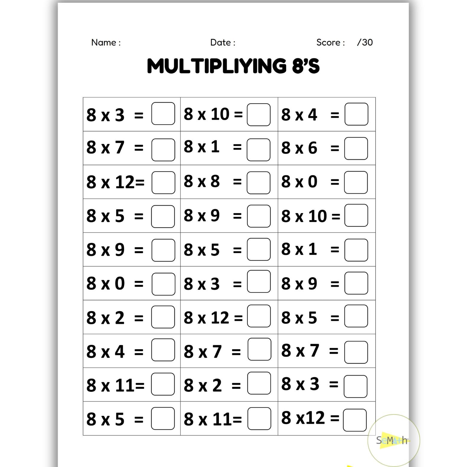 24 Printable Multiplication Worksheets, Fill in the Blanks - Single ...