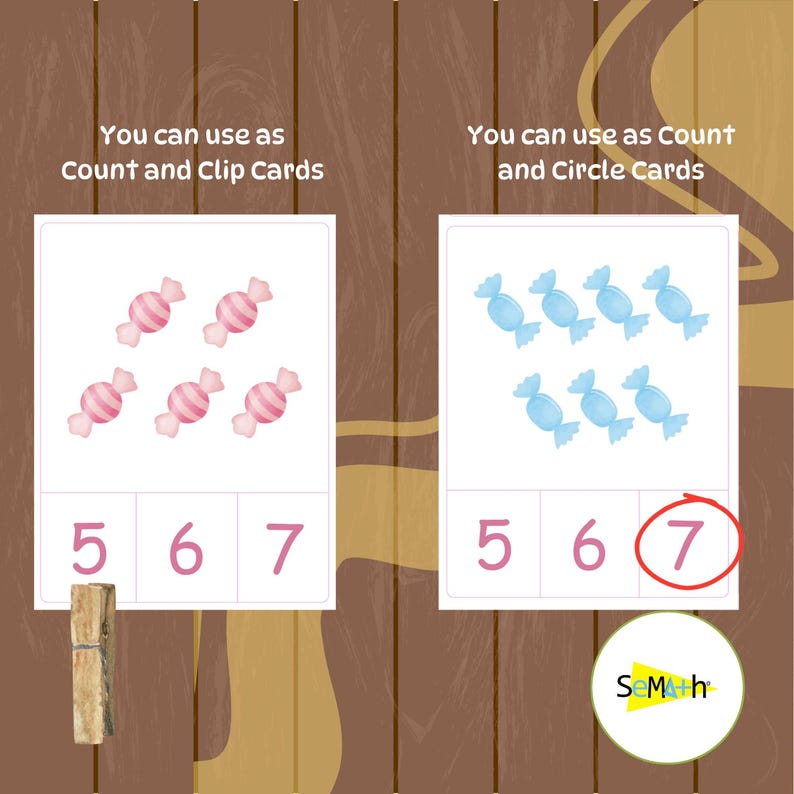 Candy Count and Clip Cards 1-20 : Number Counting, Montessori ...