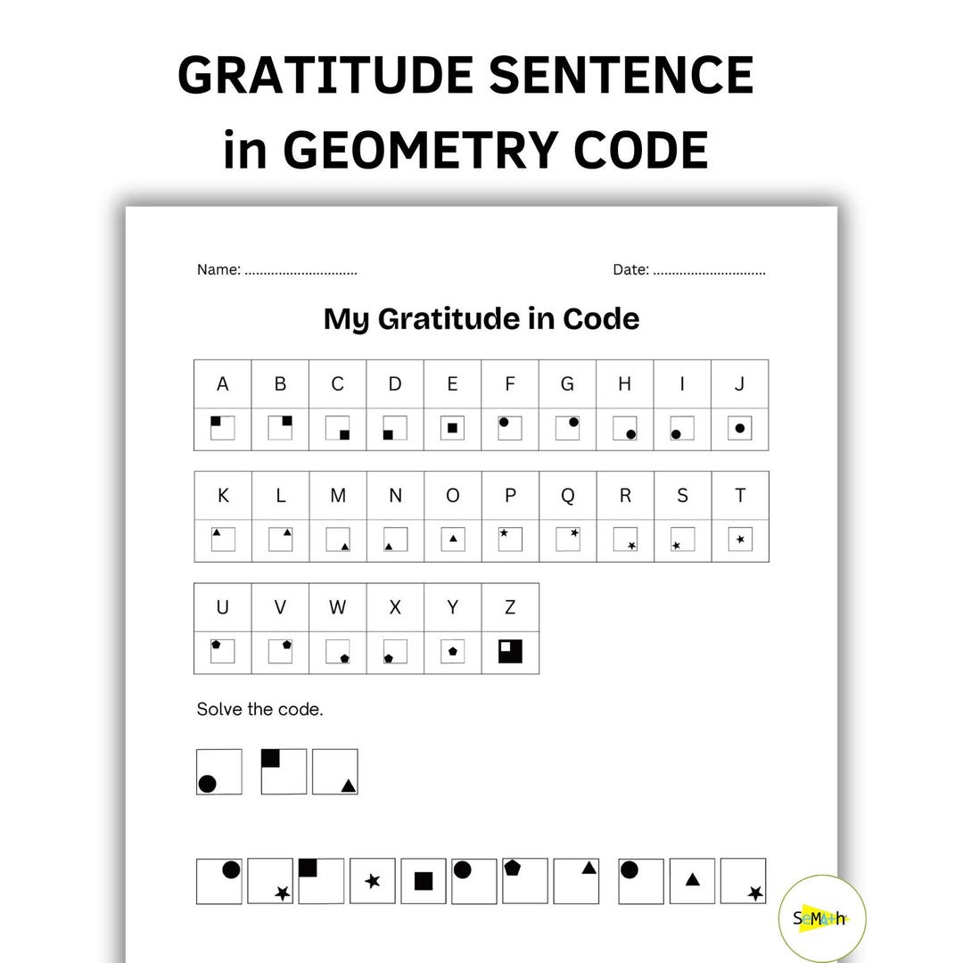 Printable Geometry Worksheets, Gratitude Code Activities, Geometry ...