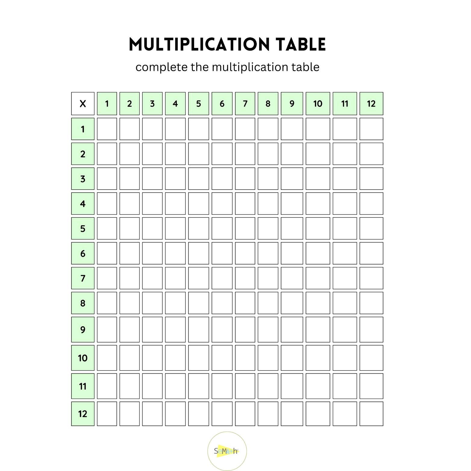 Printable Multiplication Table - Fillable, Multiplication Chart 1-12 ...