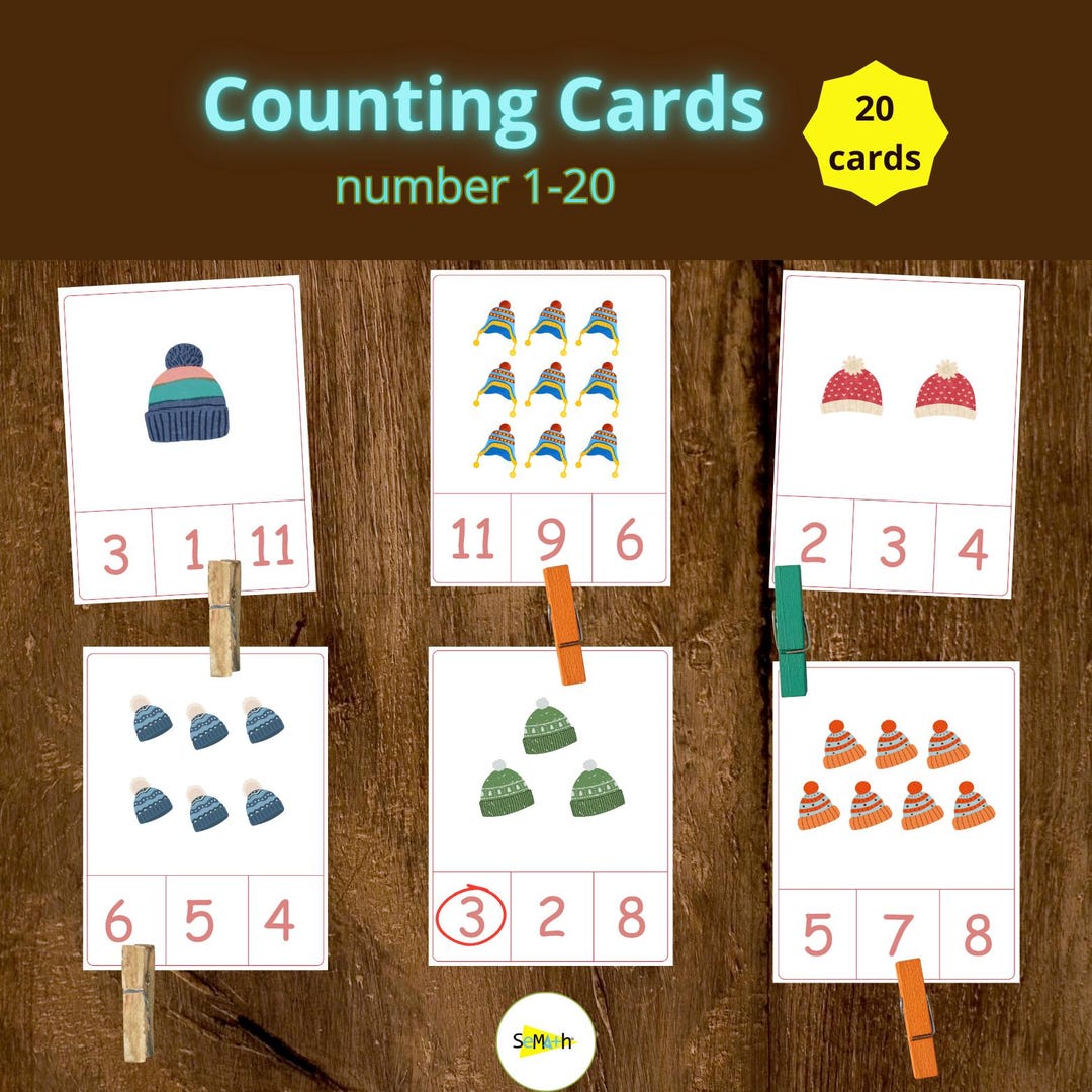 Count and Clip Cards 1-20, Counting Cards, Math Counting, Number ...