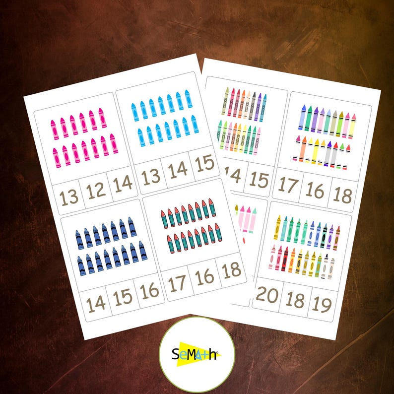 Crayon Count and Clip 1-20, Preschool, Kindergarten, Number Counting ...