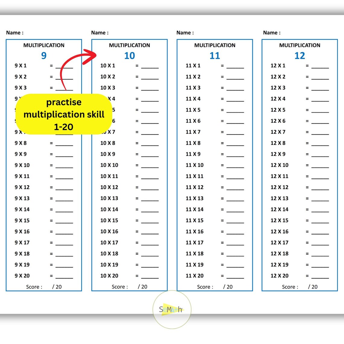 Printable Multiplication Worksheets: Maths Drills for Kids Single Digit ...