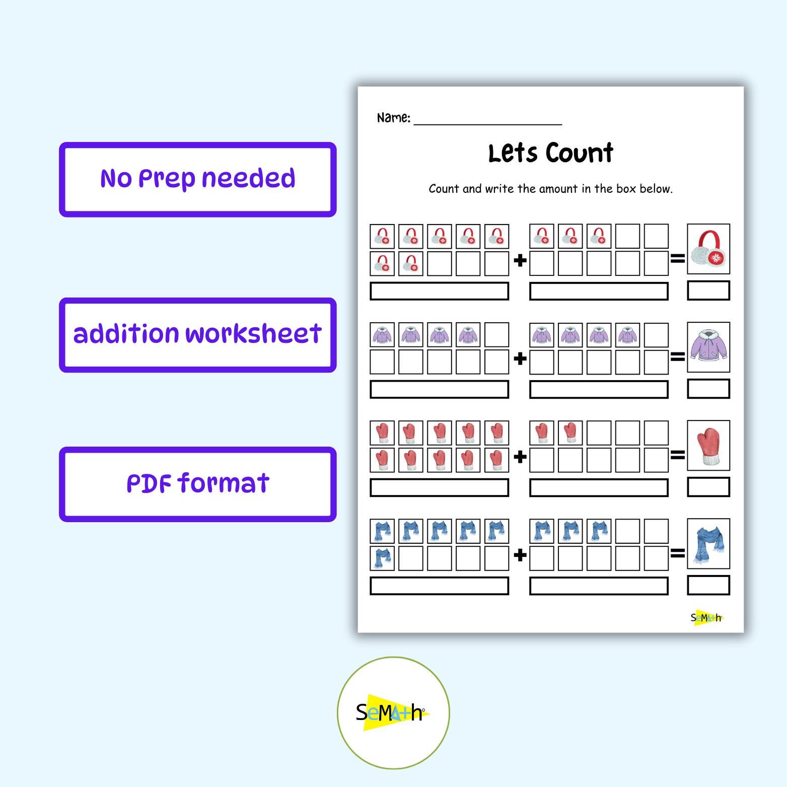 Printable Addition Worksheets, Fill in the Box, Single and Double Digit ...