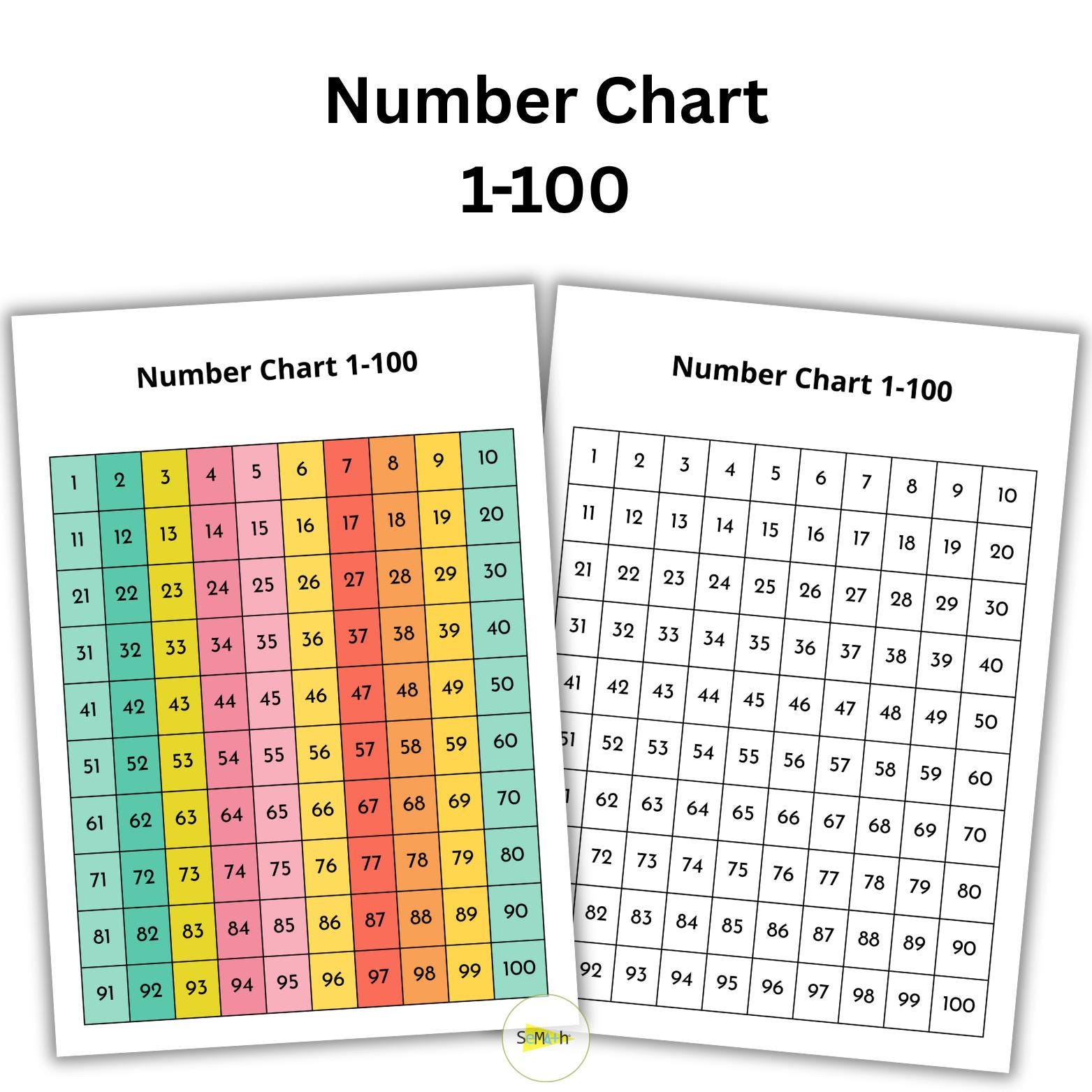 Number Chart 1-100: Teacher Classroom Homeschool Math Resource ...
