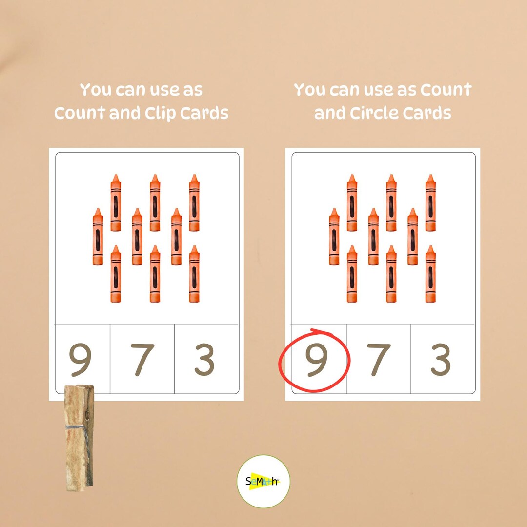 Count and Clip Cards Number 1-20: Printable Montessori Math Activity ...